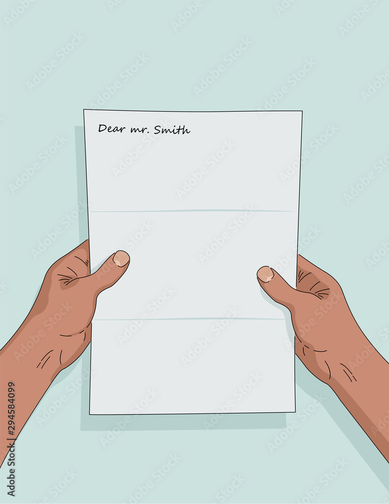 Man reading a paper mail letter. Male hadns holding A4 blank. Mockup of ...