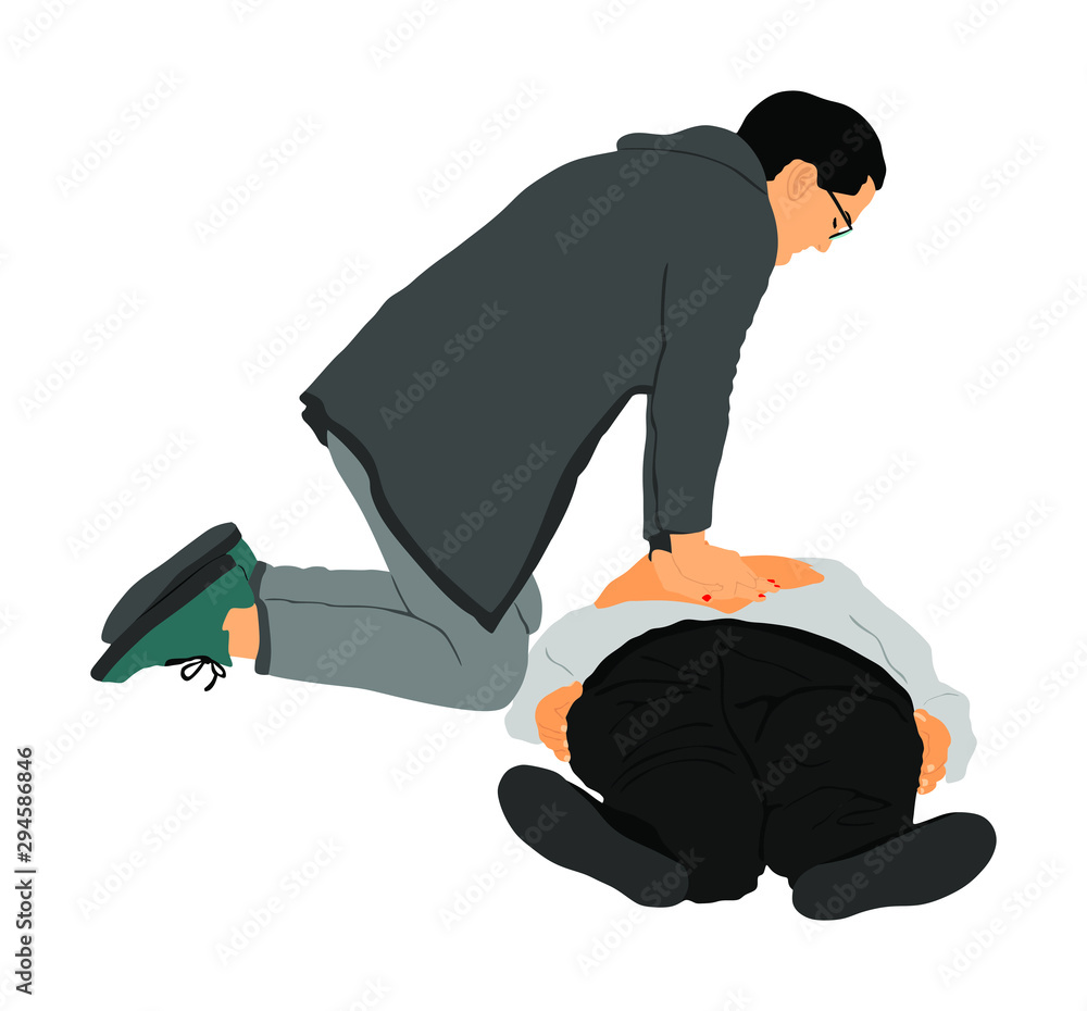 Paramedic rescue patient first aid vector illustration. Help man in ...