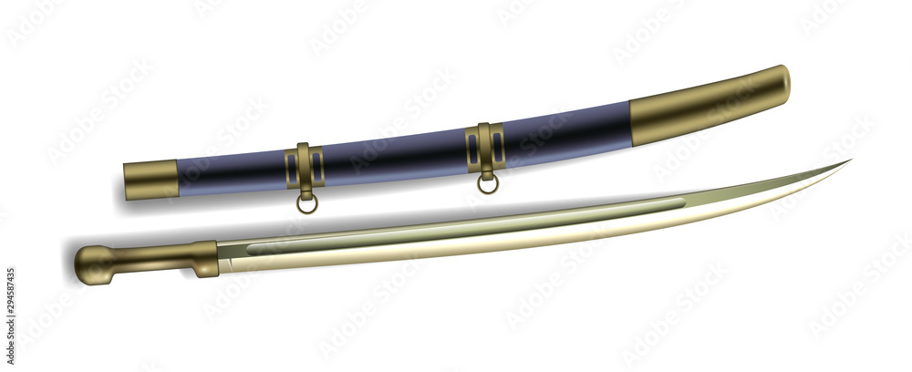 Cossack Saber With Fine Edge And Scabbard Vector. Beautiful Aged Arm ...