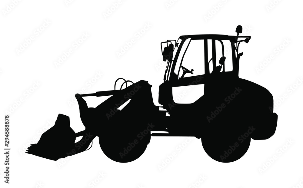 Big bulldozer loader vector silhouette isolated on white background ...