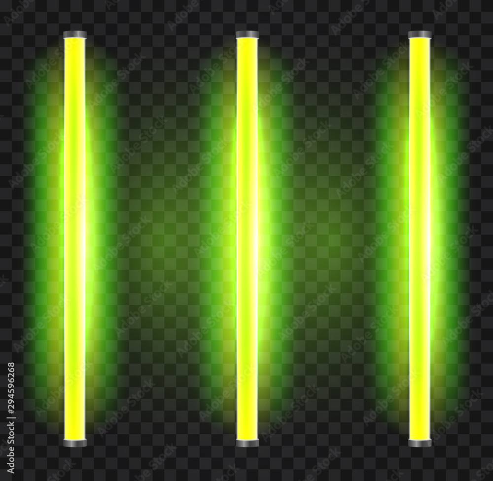 Poster Realistic 3d green long fluorescent light tube isolated on ...