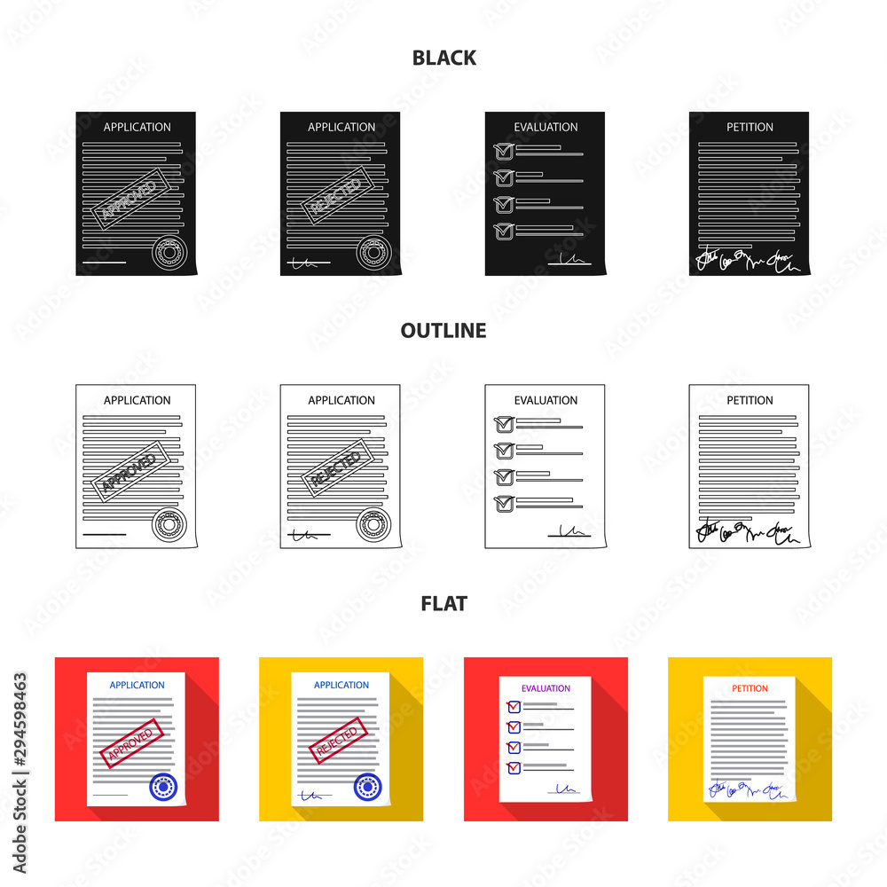 Isolated object of form and document icon. Set of form and mark vector icon for stock. Stock ...