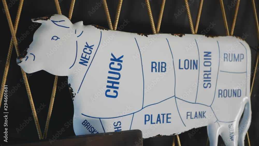 Beef Meat Cutting.table Parts of beef carcasses, butchering, boning ...