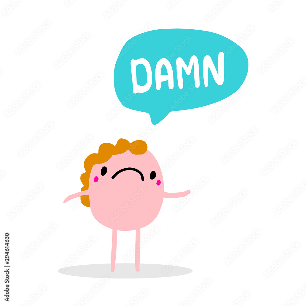 Damn hand drawn vector illustration in cartoon comic style sad man ...