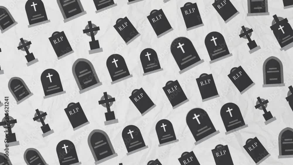 Halloween Tombstone Symbols Pattern Animation with Chroma Green Screen ...