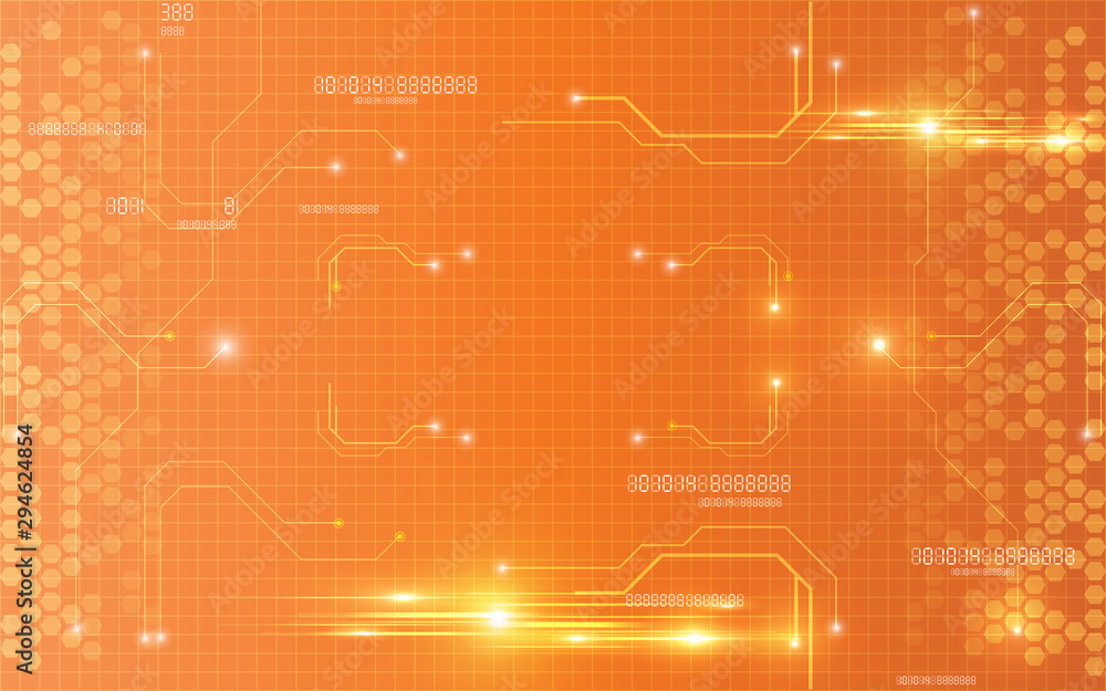 Orange digital technology communication network design Stock Vector ...