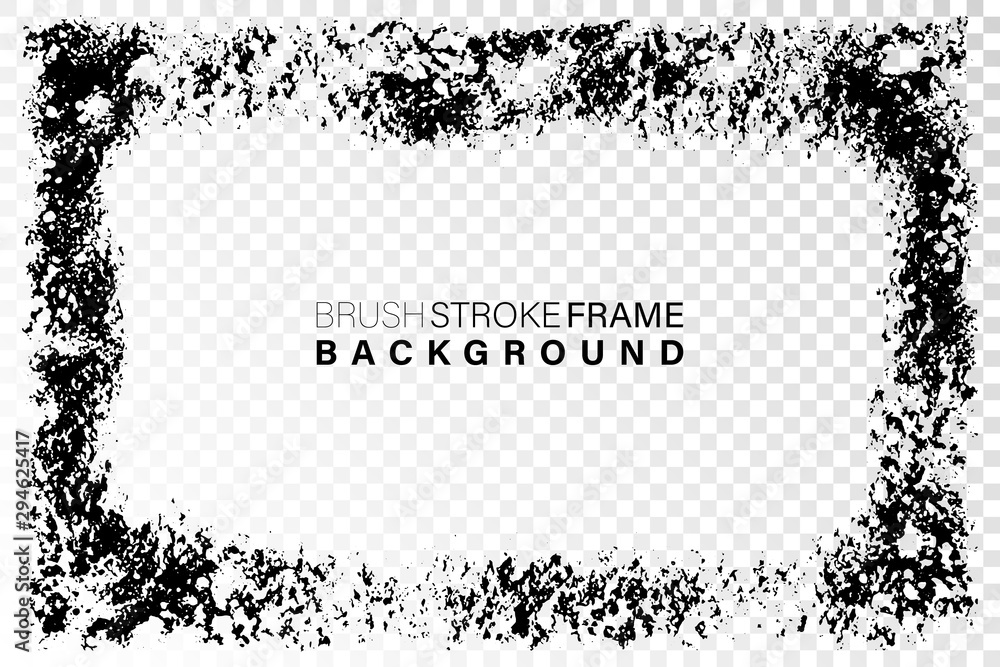 Hand drawn grunge frame rectangular shape. Black textured paint as ...