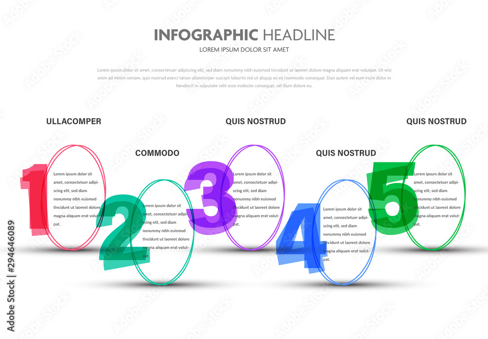 Simple Five Step Infographic with Colorful Numbers Stock Template ...