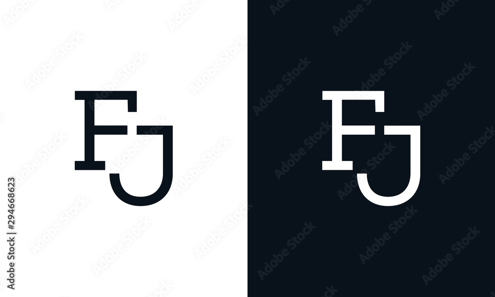 Minimalist line art letter FJ logo. This logo icon incorporate with two ...