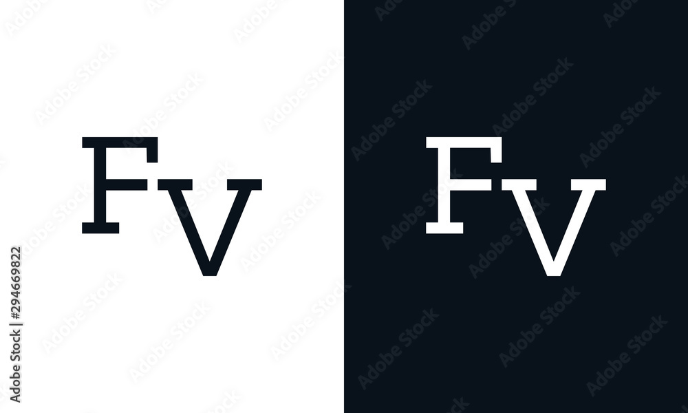 Minimalist line art letter FV logo. This logo icon incorporate with two ...