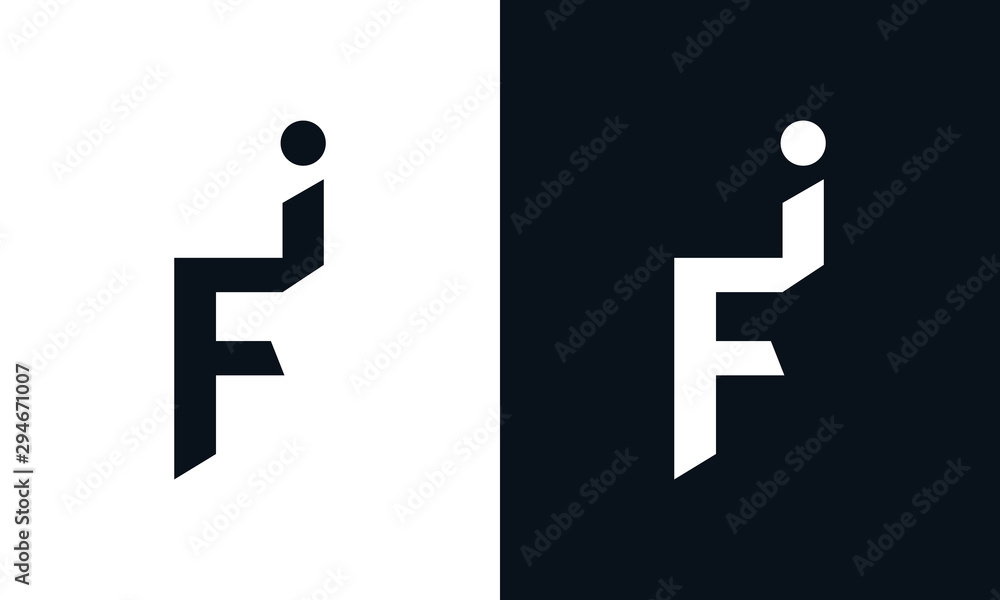 Minimalist abstract letter FI logo. This logo icon incorporate with two ...