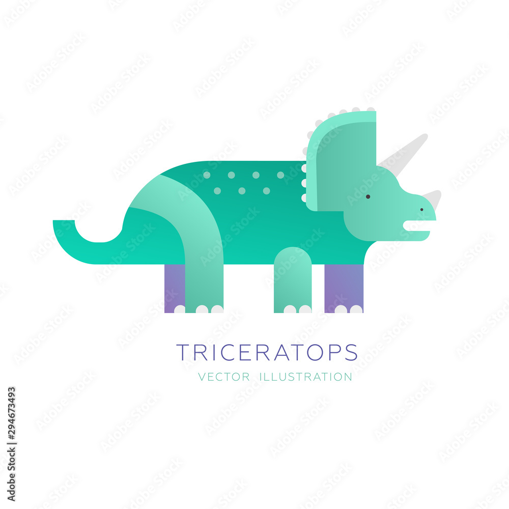 Herbivores dinosaur. Vector cartoon illustration. Flat design. Isolated ...