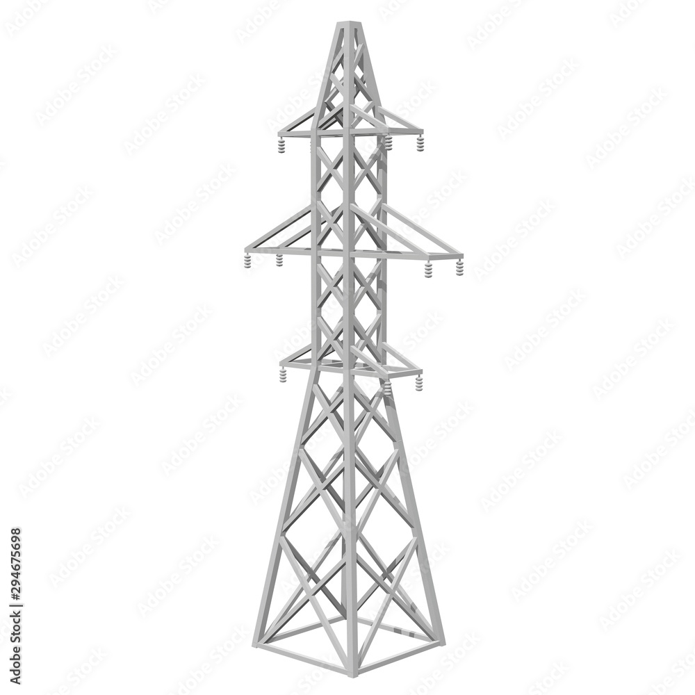 Power transmission tower high voltage pylon. Low poly 3d render ...