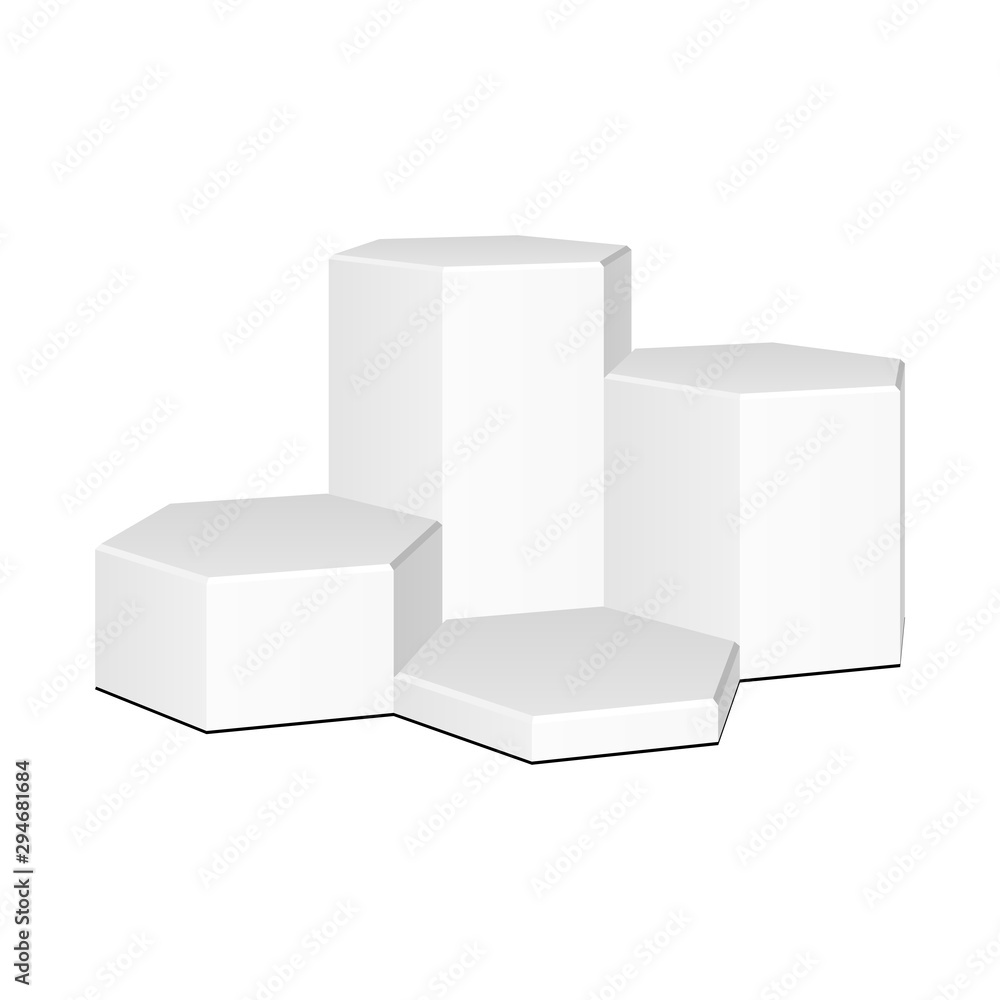 Mockup Hexagonal, Hexagon Stage Podium Isolated on White Background. 3d ...