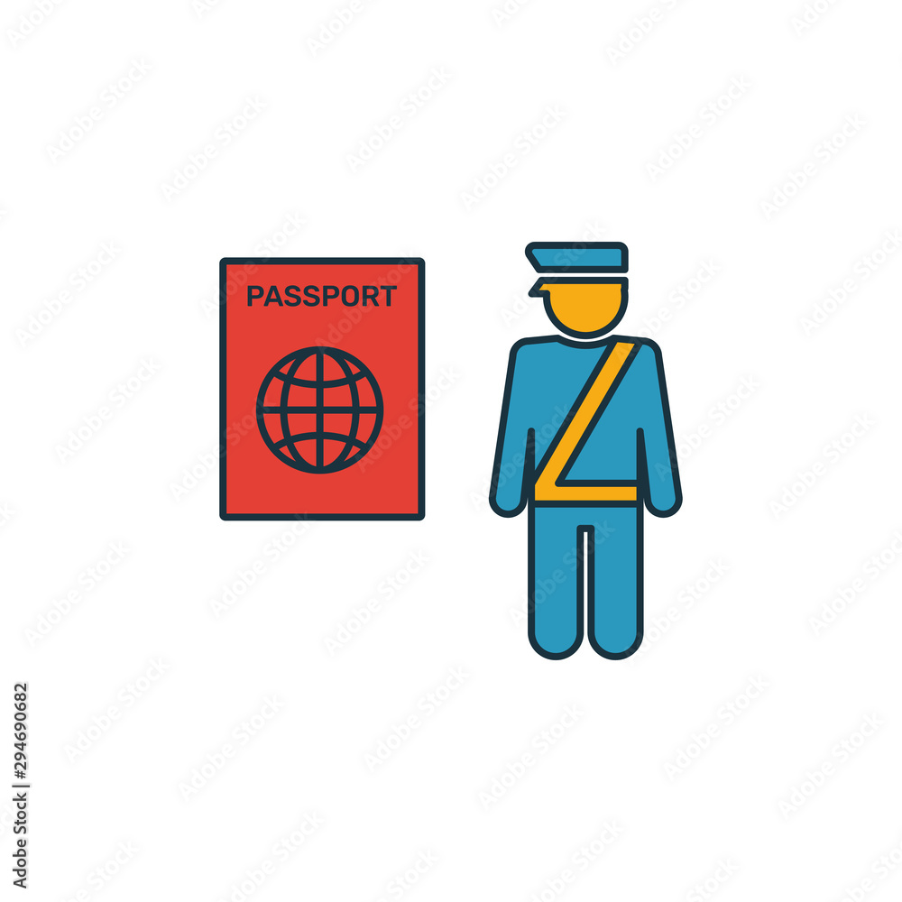 Passport Control icon. Outline filled creative elemet from airport ...