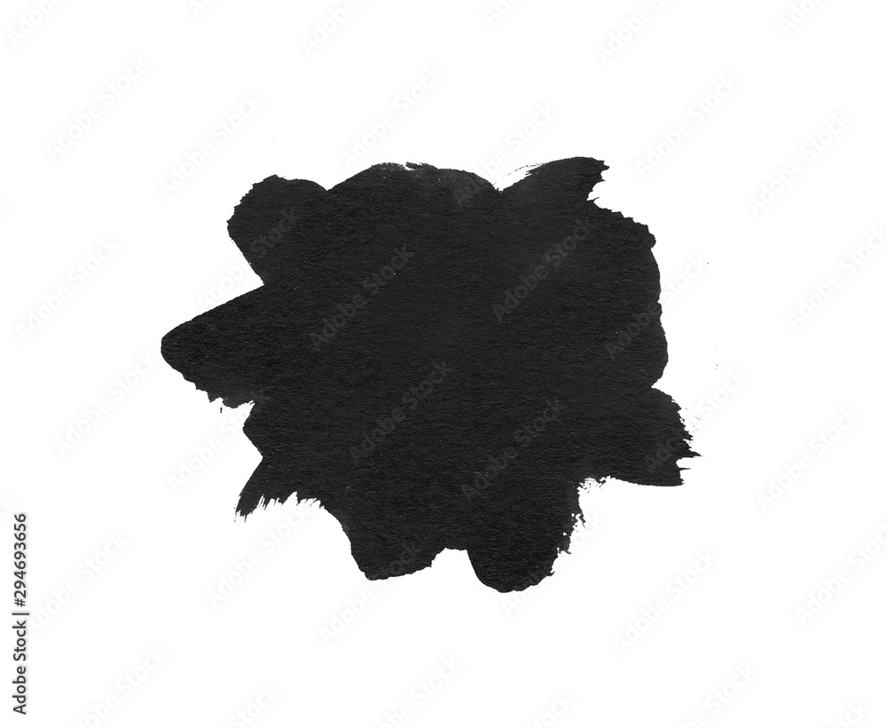 Rough ink blot on white background. Freehand ink blob handdrawn ...