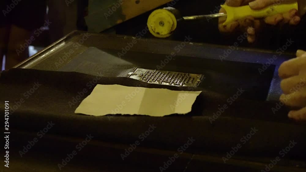 vintage parchment printing process, vintage paper making process, hand ...