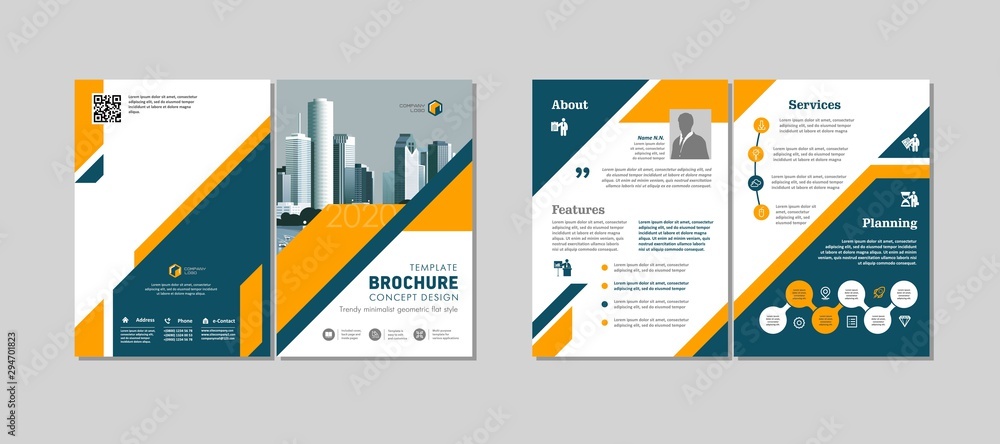 Bi-fold brochure creative design. Multipurpose template with cover ...