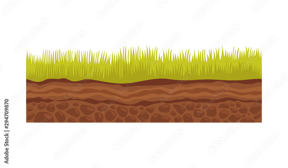 Seamless ground, soil and land vector image for UI games. Surface of ...