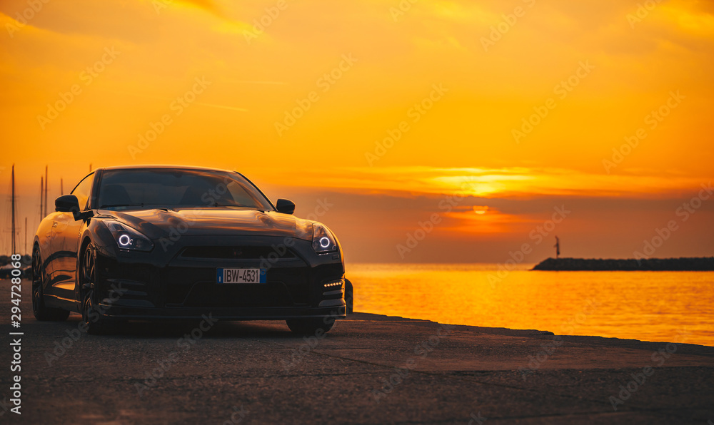 SISTIANA, ITALY JUNE 12, 2013: Photo of a Nissan GT-R Black Edition at ...