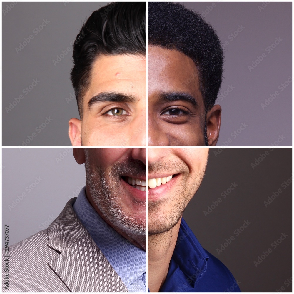 Beautiful young men in front of a colored background Stock Photo ...