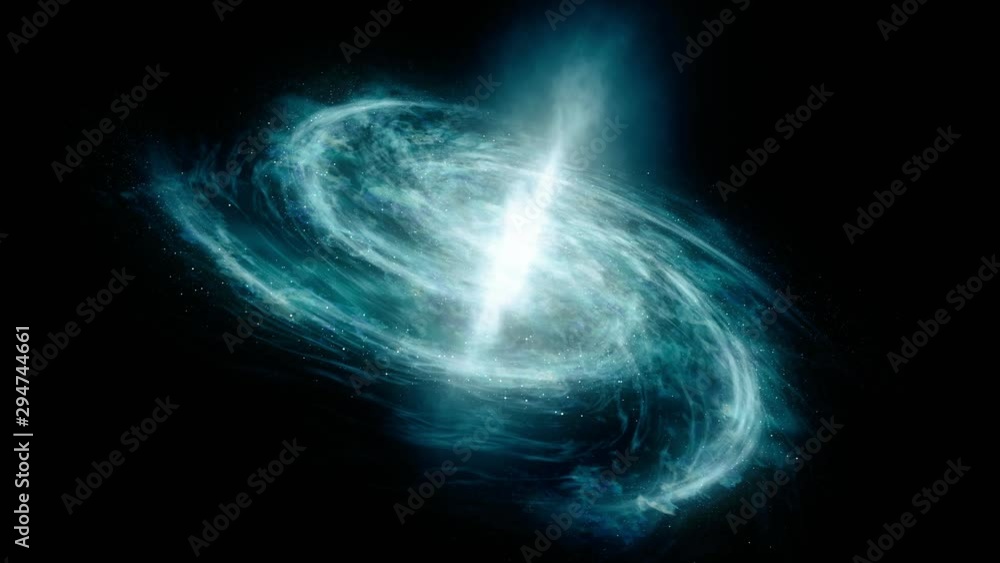 Front view of the galaxy. 3D rendering model of the galaxy. Blue ...