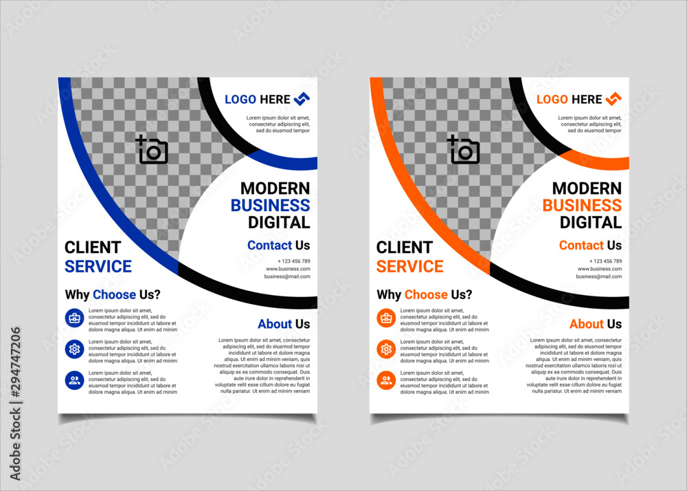 Business flyer template vector design, US Letter brochure template blue ...