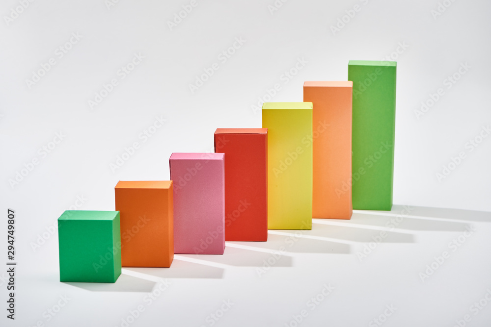 color blocks of analytical chart with shadow on white background Stock ...