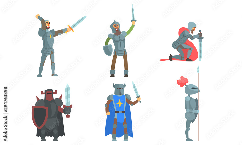 Medieval Knights with Swords Set, Ancient Warriors Historical ...