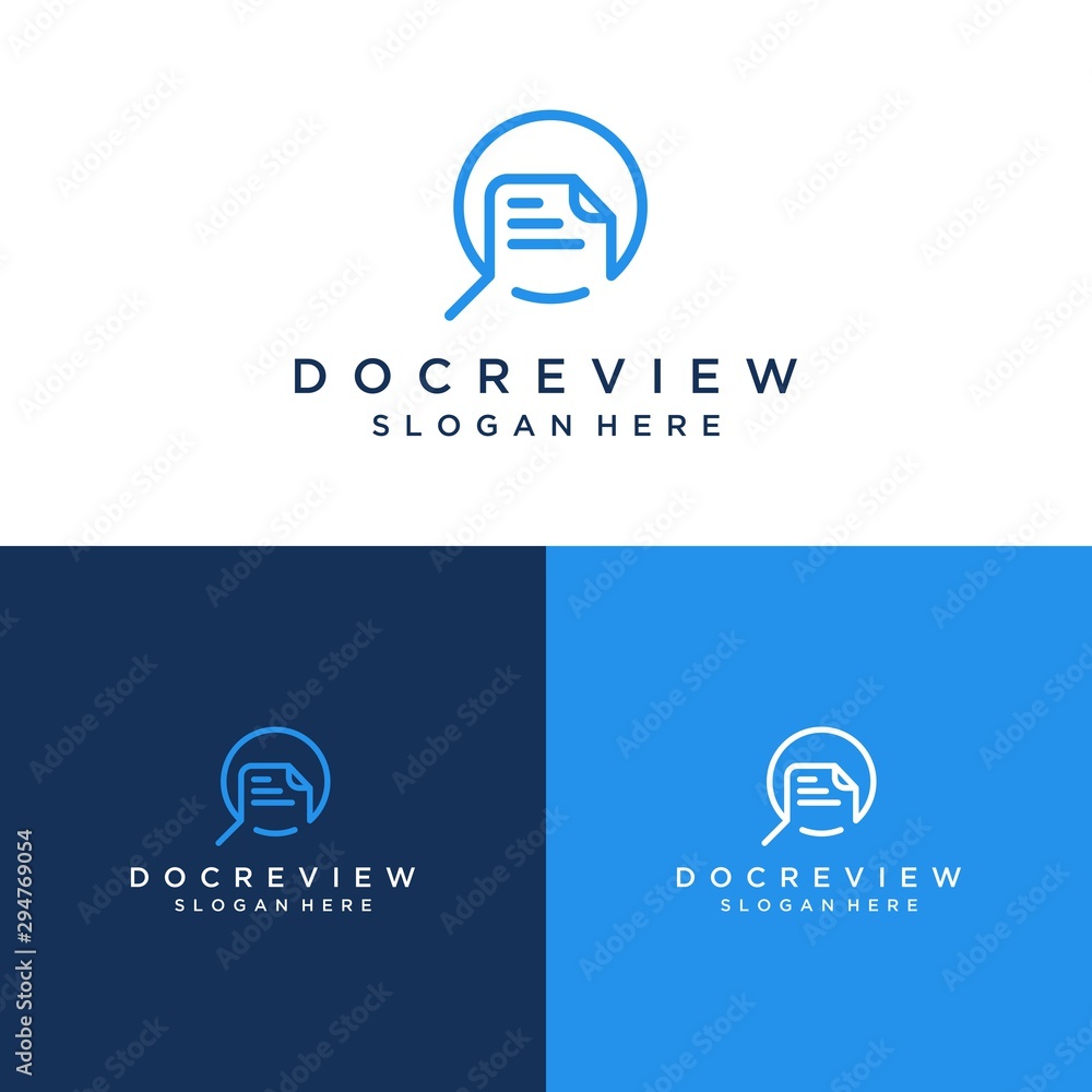 review design logo or magnifying glass with documents Stock Vector ...