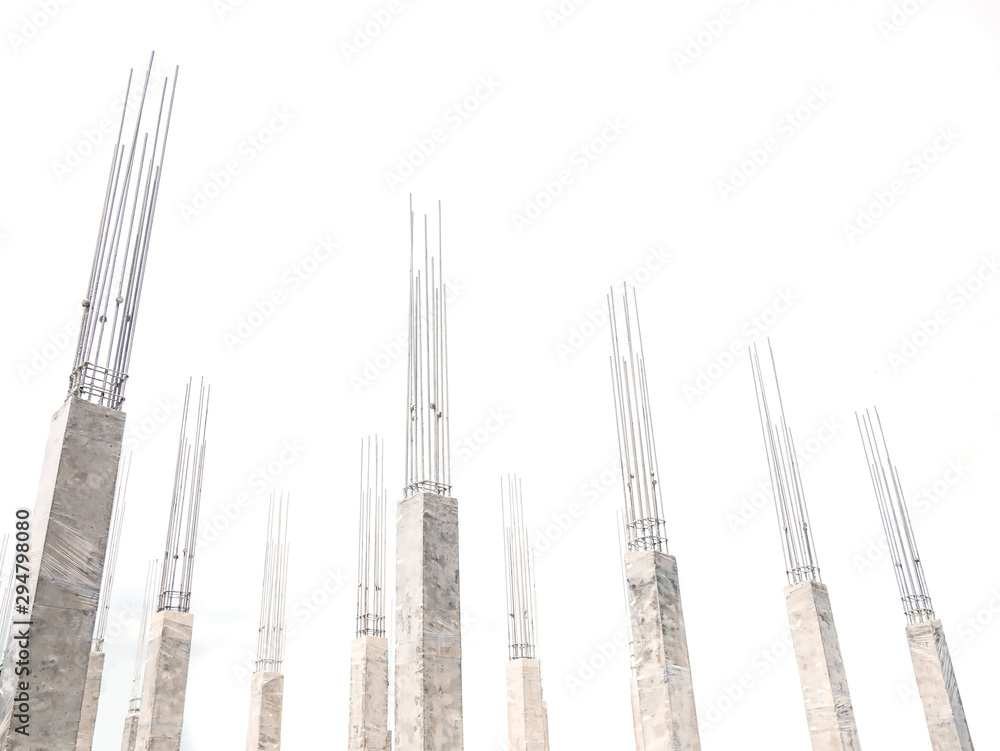 Building construction site Concrete pile Industrial background Stock ...