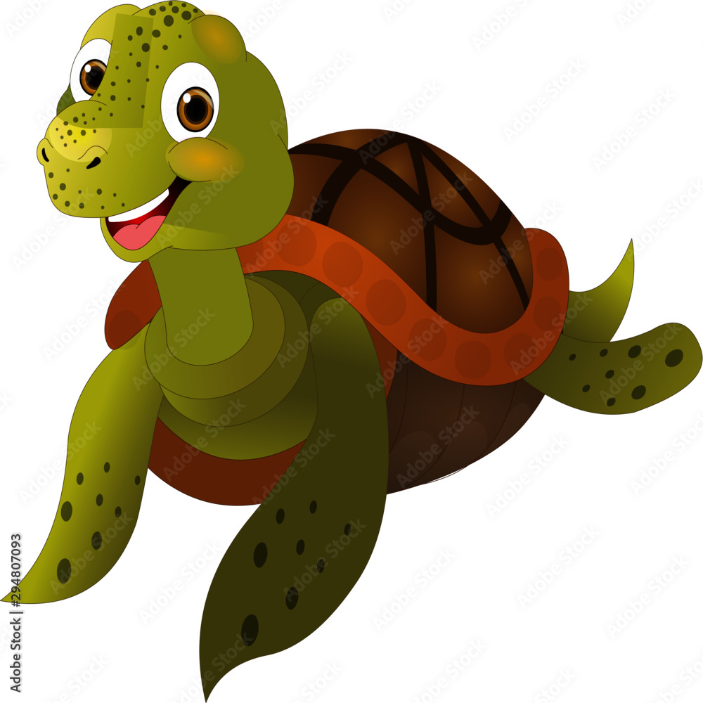 Happy Turtle - Cartoon Vector Image Stock Vector | Adobe Stock