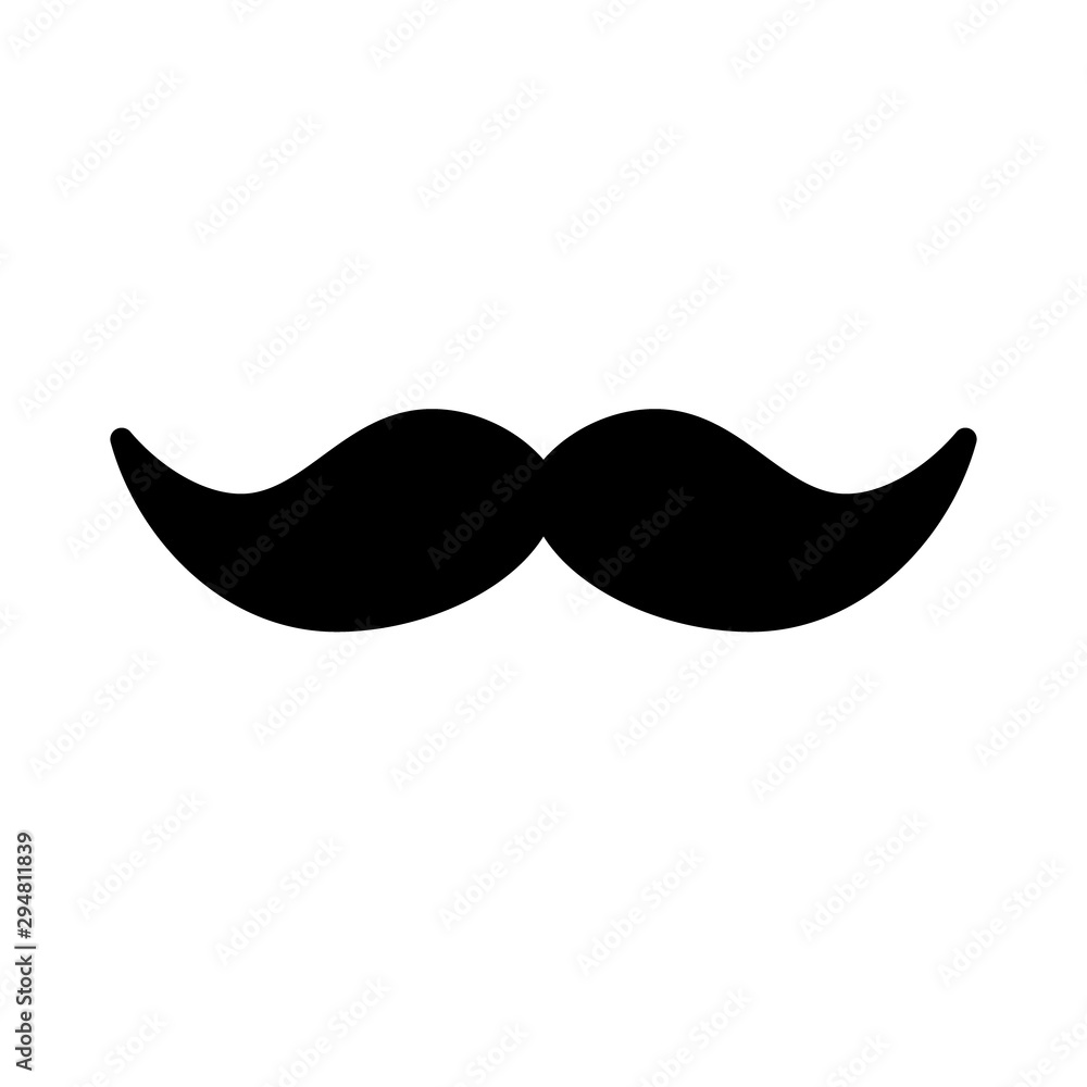 Vector illustration of a simple black moustache silhouette. Stock ...