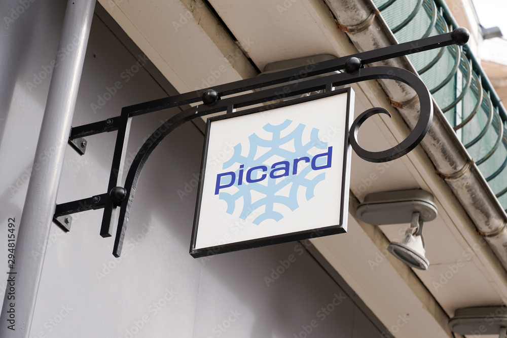 sign store Picard logo French food company distribution frozen products ...
