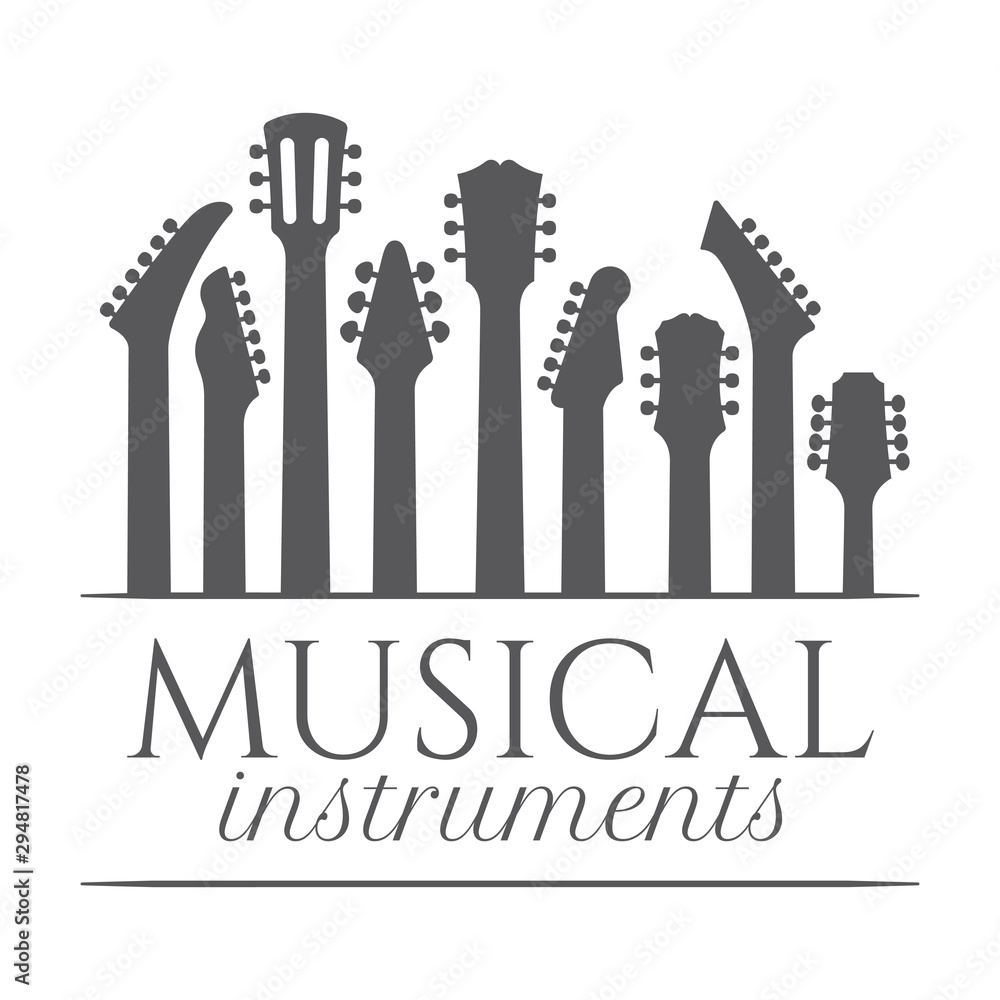 Vector logo guitar black silhouettes. Musical Instrument. Isolated on ...
