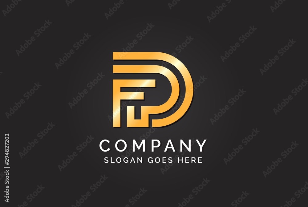 Luxury initial letter FPD golden gold color logo design. Tech business ...