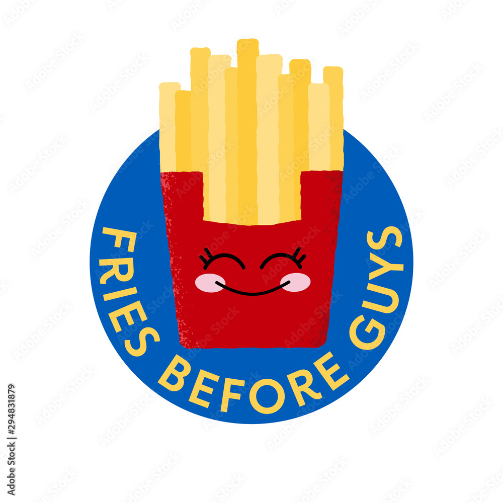 Vector illustration of an isolated box of french fries with a happy ...