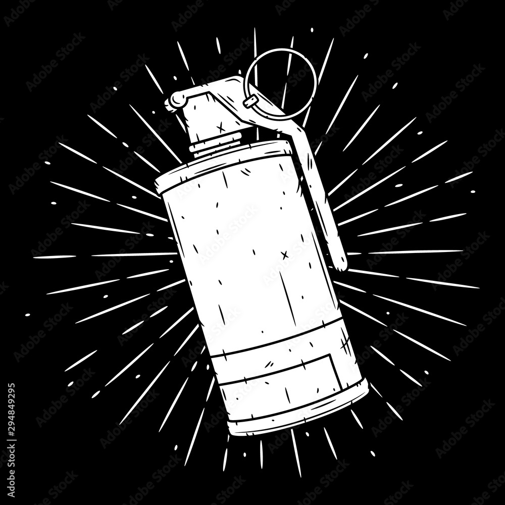 Smoke Grenade. Hand drawn vector illustration with a grenade and ...