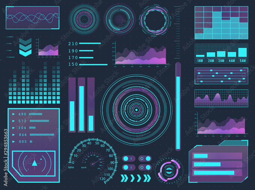 HUD elements mega pack. Sci-Fi futuristic User Interface. Menu buttons ...