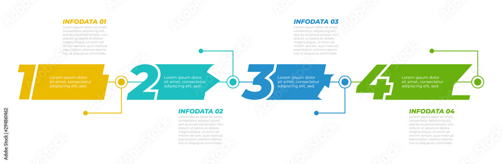 Vetor de Business process. Timeline infographic template with number ...