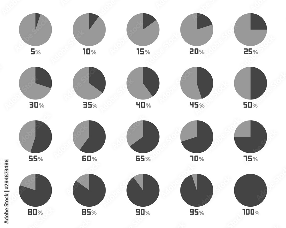pie chart with percentage icon set,vector and illustration Stock Vector ...