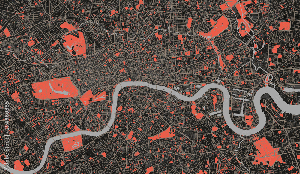 Detailed Map of London, UK Stock Vector | Adobe Stock