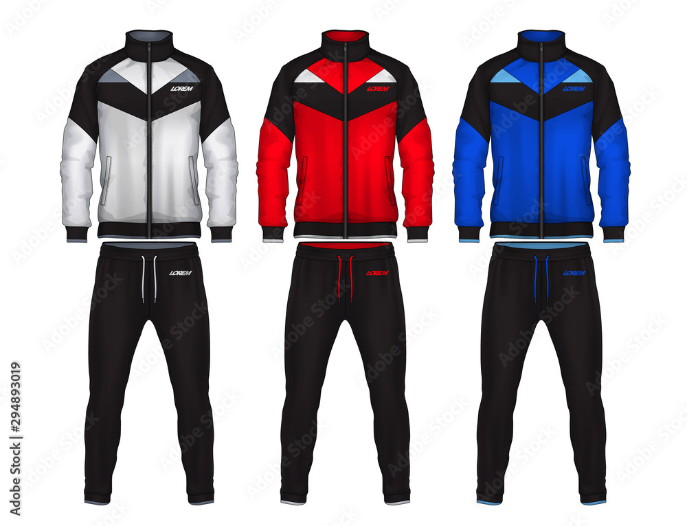 sport track suit design template,jacket and trousers vector ...
