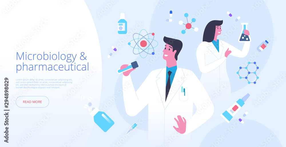 Microbiology landing page vector template Stock Vector | Adobe Stock
