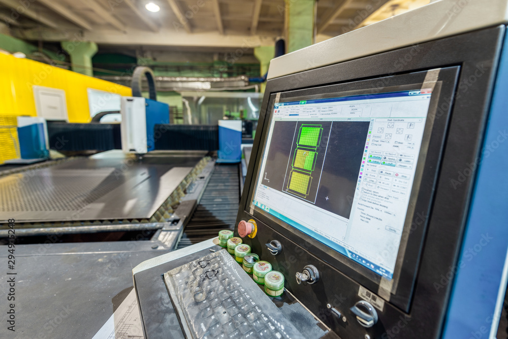 cnc machine control panel for laser cutting of metal makes the cutting ...
