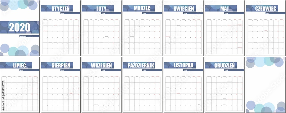 Polish Calendar 2020, Kalendarz polski 2019, monthly planning, Polish ...