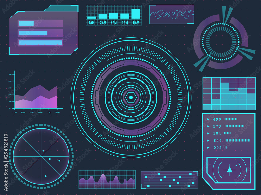 HUD elements sci-fi science futuristic user interface. Menu buttons ...