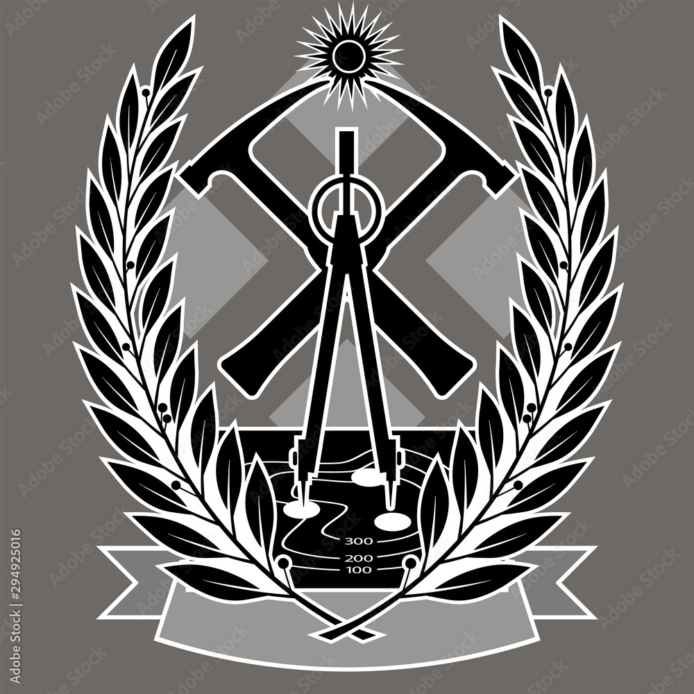 Geological exploration. Icon. Black and white image consisting of ...