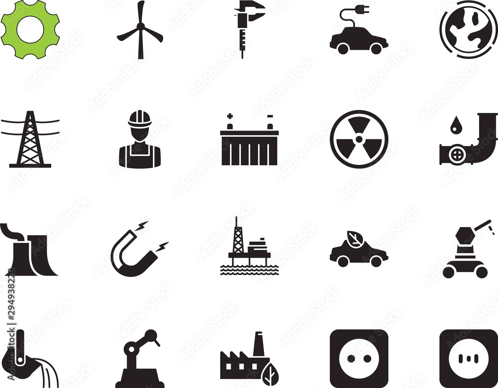 factory vector icon set such as: cogwheel, motion, gears, technical ...