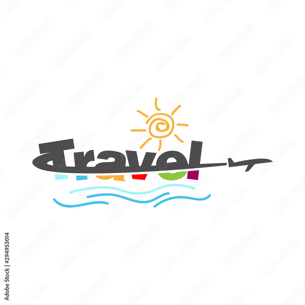 Creative travel typography logo design vector image template Stock ...
